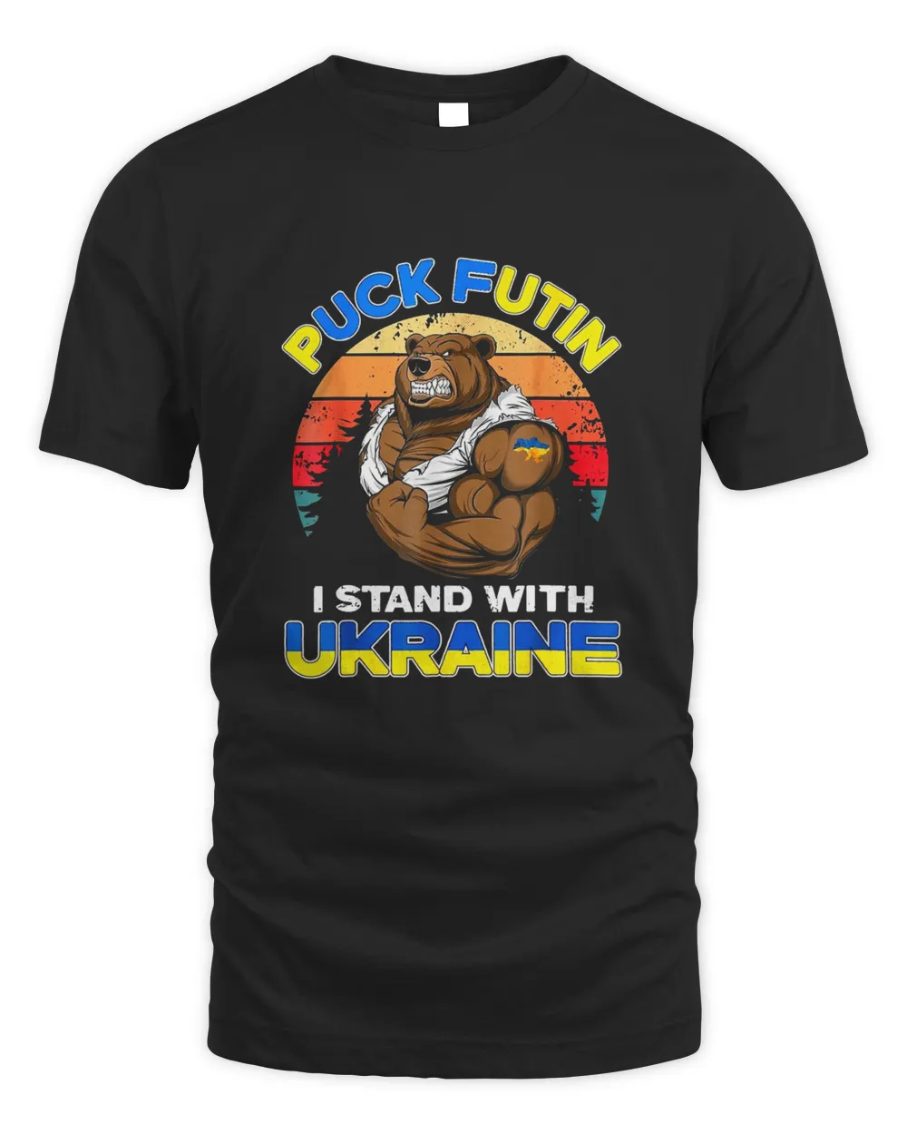 Puck Futin I Stand With Ukraine Flag Bear T Shirt