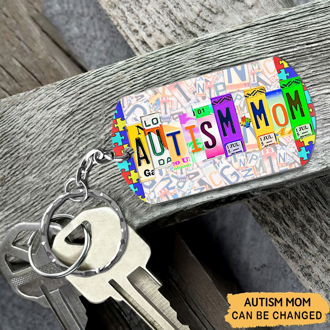 Personalized Autism Mom Stainless Steel Keychain Autism Awareness ...