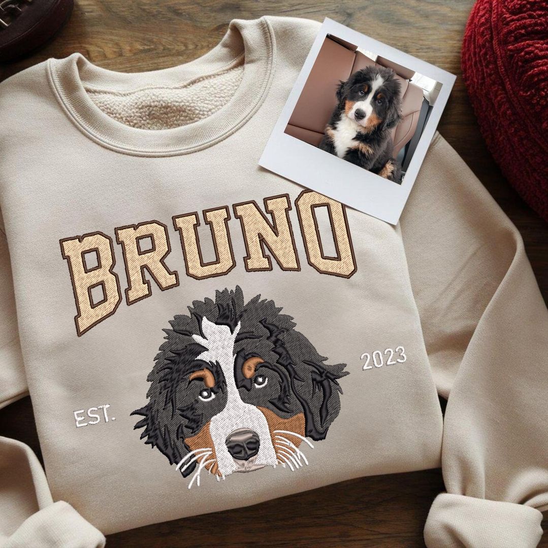 Personalized Embroidered Pet Dog Face Sweatshirt Hoodie EB70