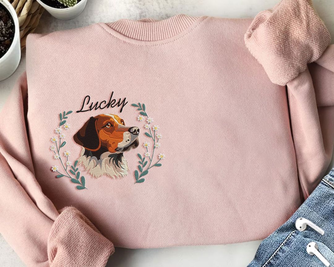 Personalized Embroidered Pet Dog Face Sweatshirt Hoodie EB88