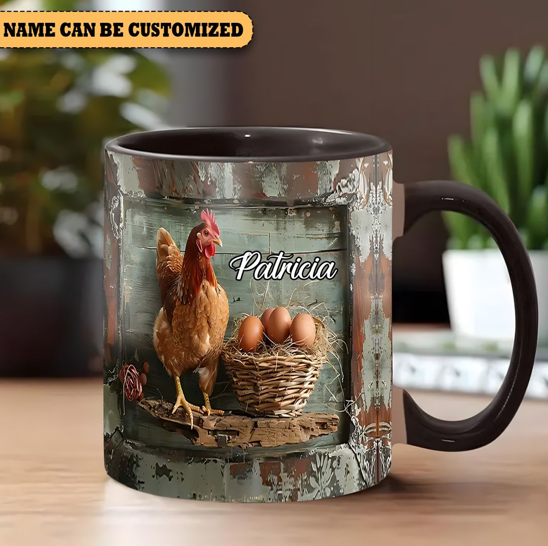 Personalized Chicken Eggs Accent Mug | Soul Flower Child