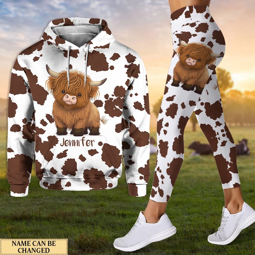 Personalized Highland Cow Hoodie and Leggings