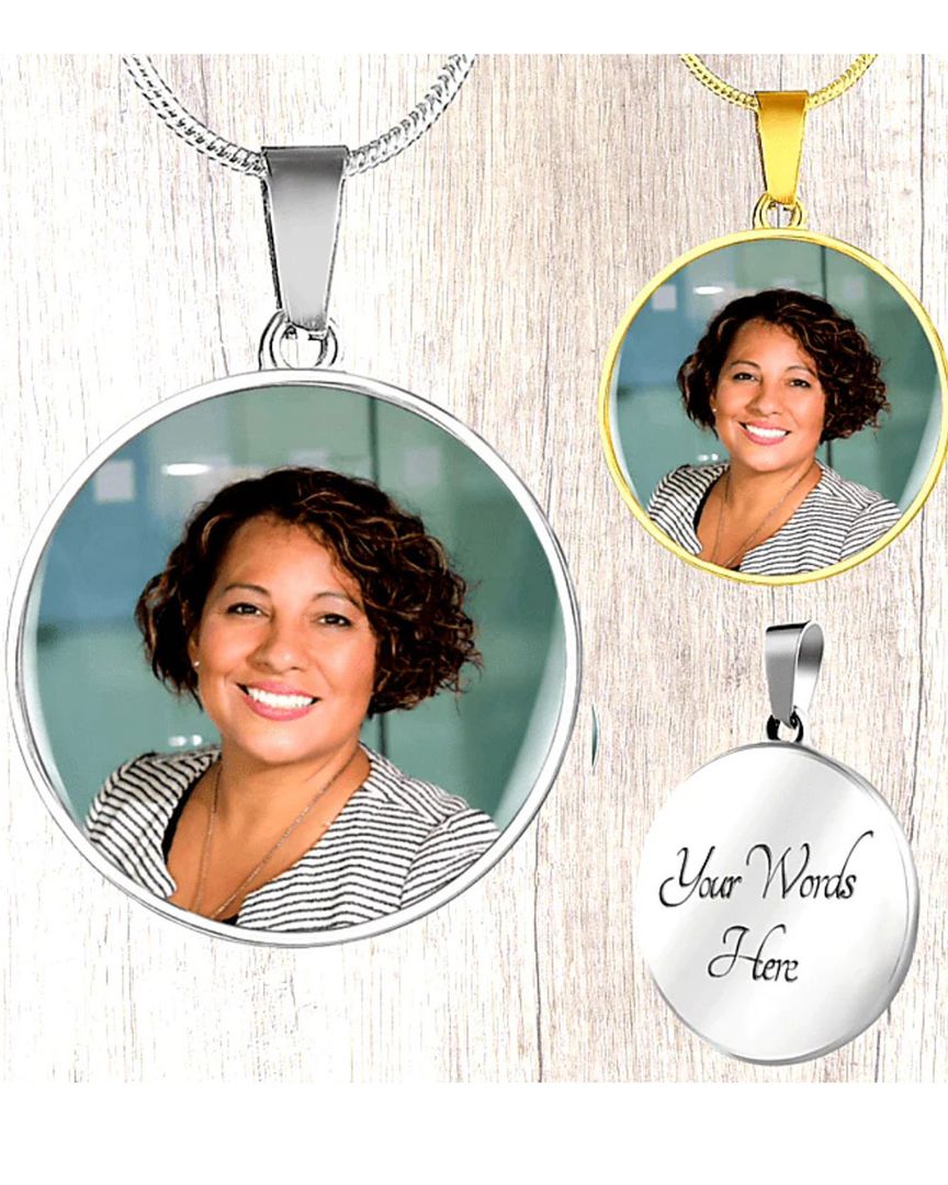 Personalized Photo Memorial Necklace Circle Engraved N1068