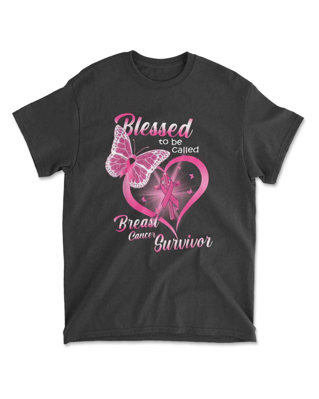Blessed to Be Called Breast Cancer Survivor Cross Pink Butterflies ...