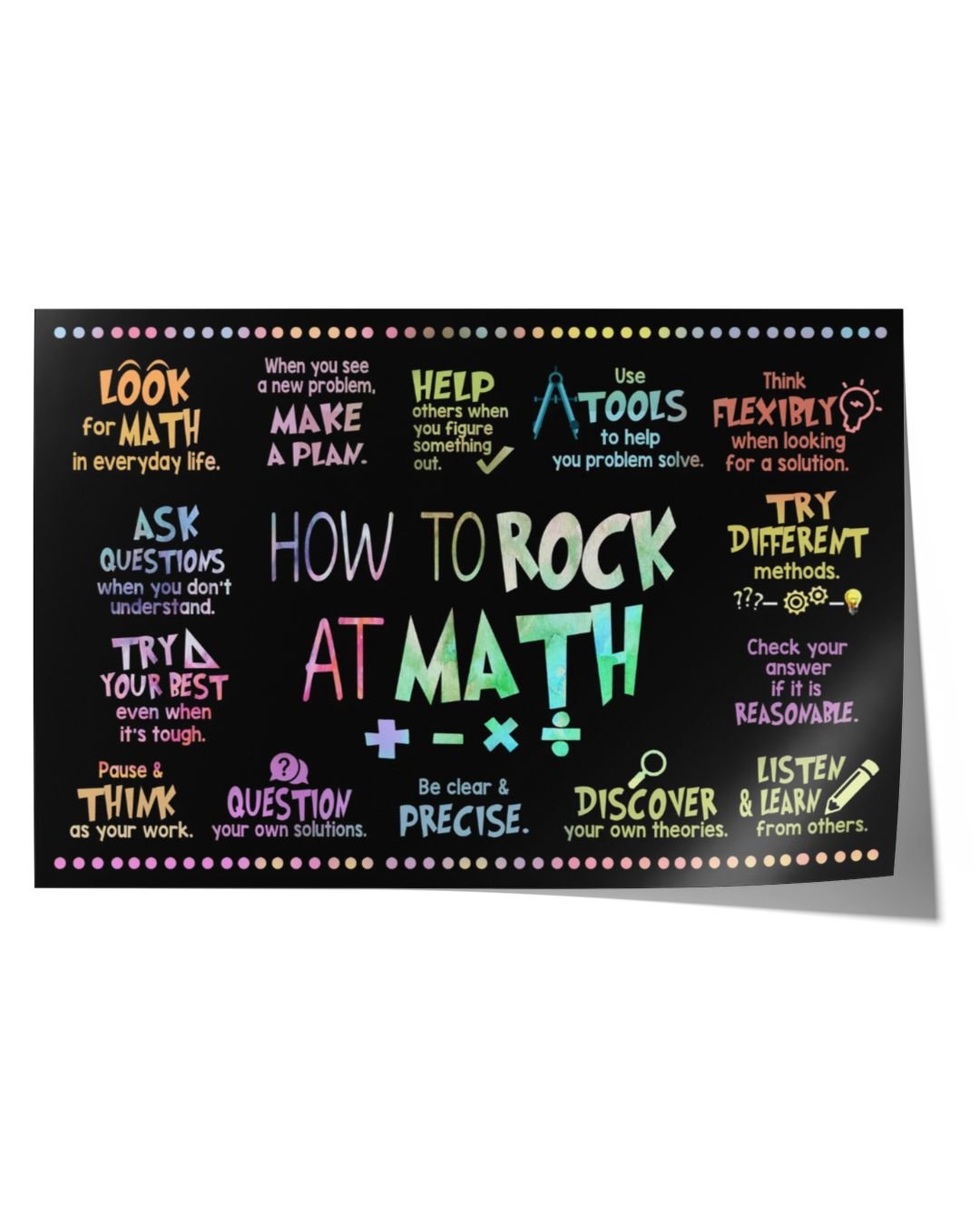 How To Rock At Math Poster, Math Poster, Math Classroom Decor How To Rock At Math Poster, Math Poster, Math Classroom Decor