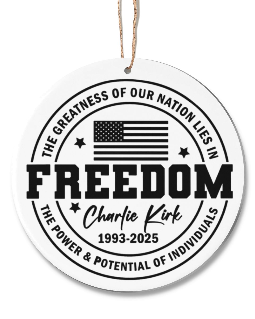 Freedom Charlie Kirk Ornament – Patriotic Conservative Christmas Tree ...