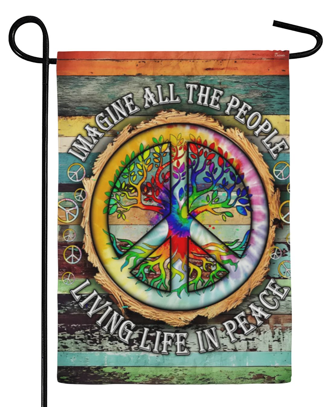 Hippie Imagine All The People Living Life In Peace House Flag , Yard ...