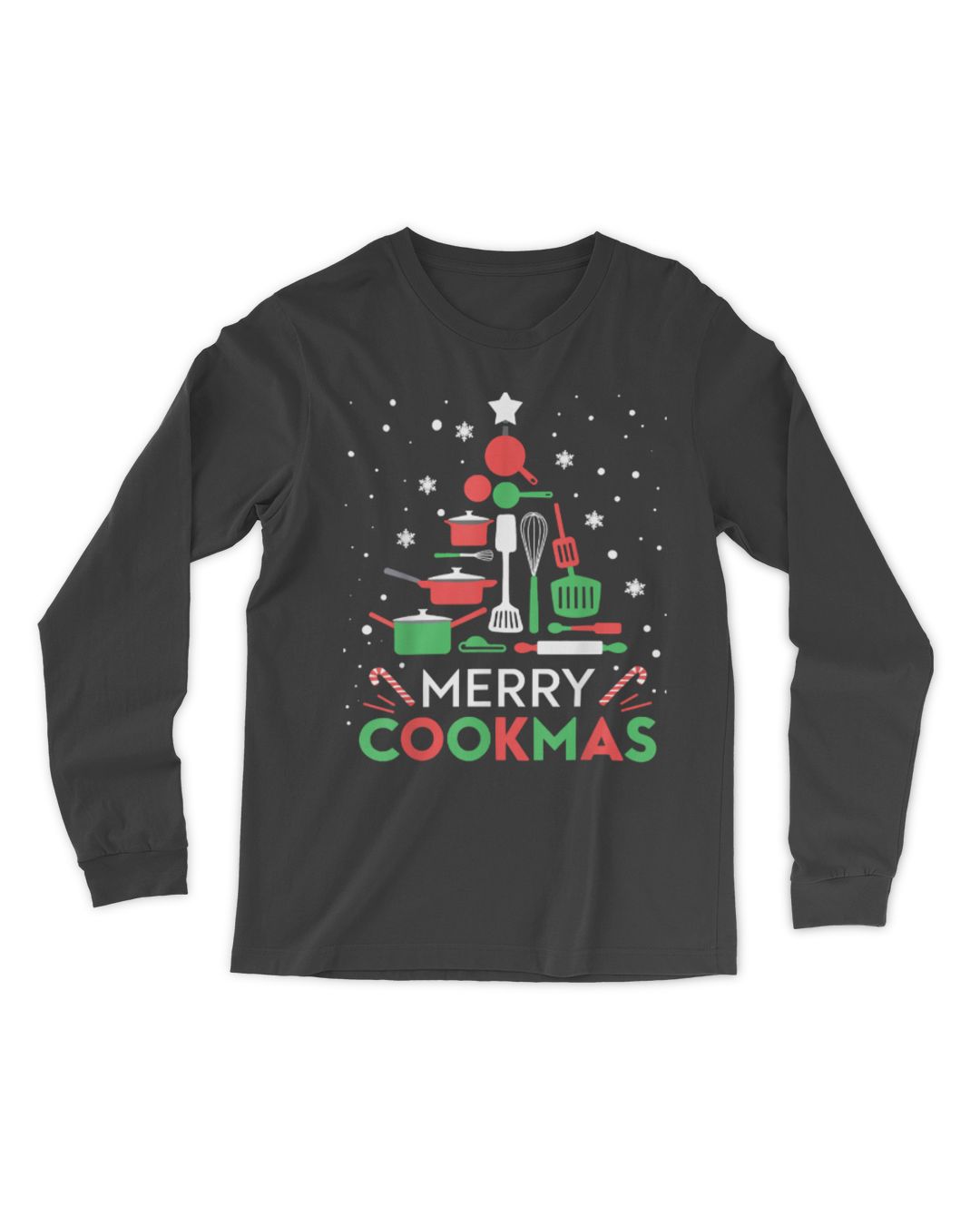 Merry Cookmas Funny Xmas Chef Cooking Christmas Tree T-Shirt | vivika