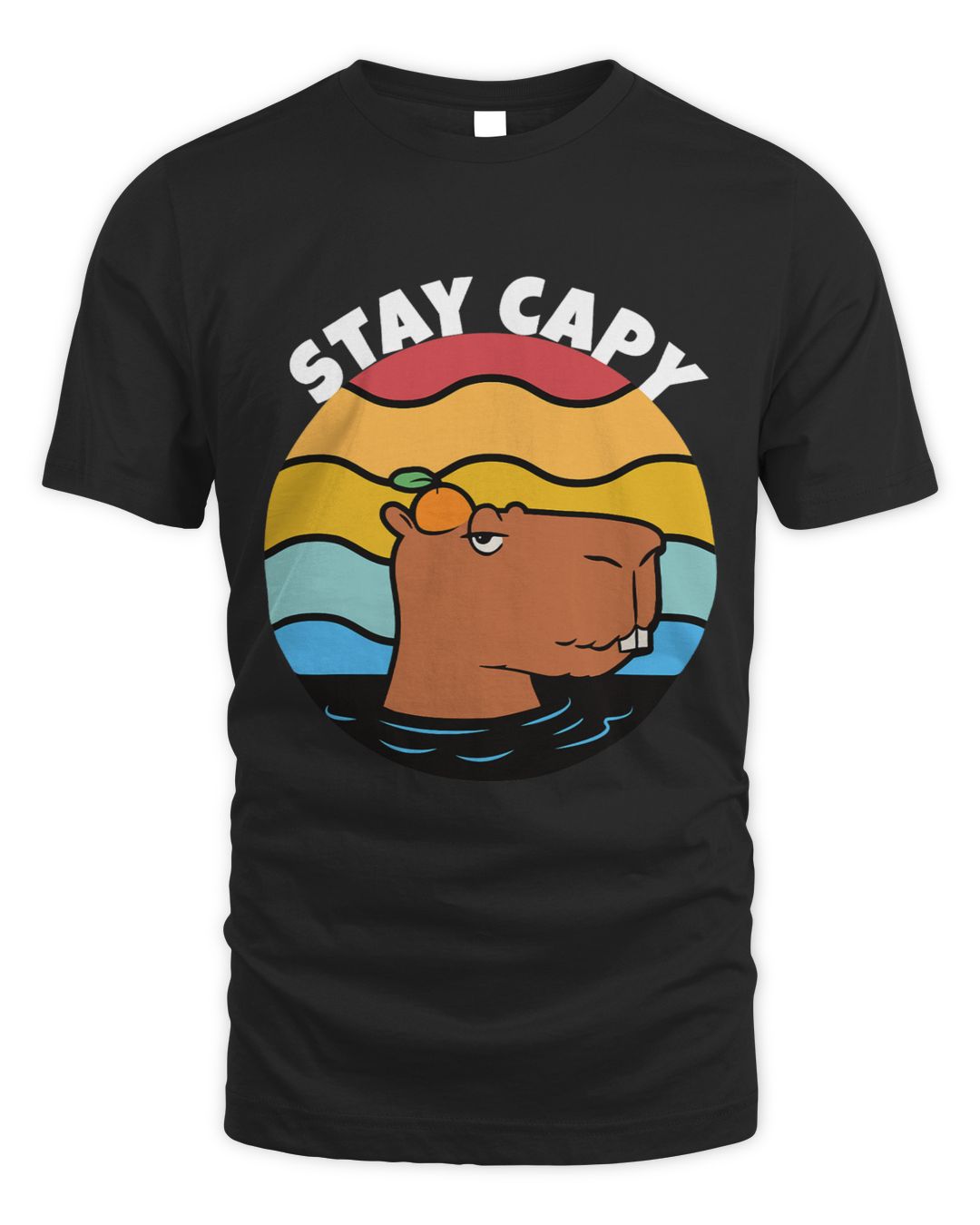 Cute Capybara Funny Animal Retro Color Stay Capy | teecodo