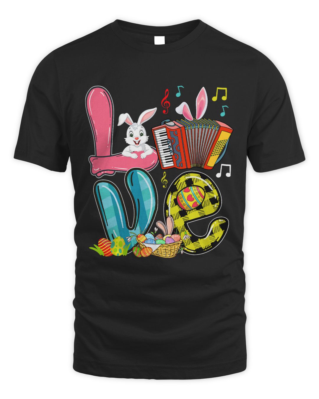 Accordion Lover LOVE Easter Bunnies Accordion Instrument Player Eggs ...
