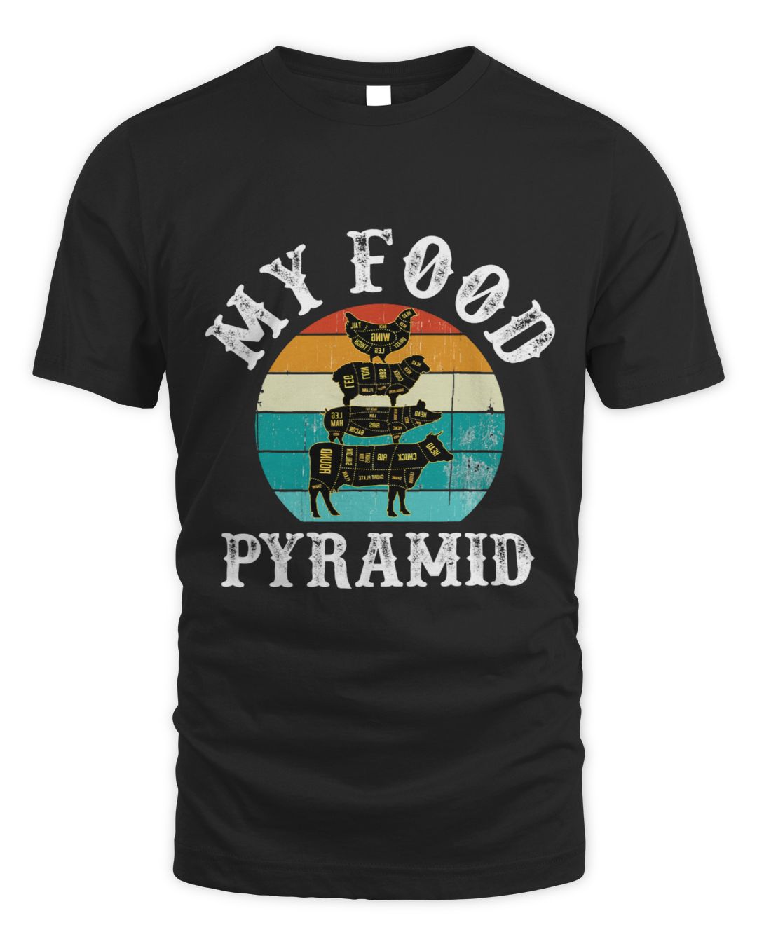 Chicken Lover My Food Pyramid Funny Cow Pig Chicken Lover Meat Eater BBQ