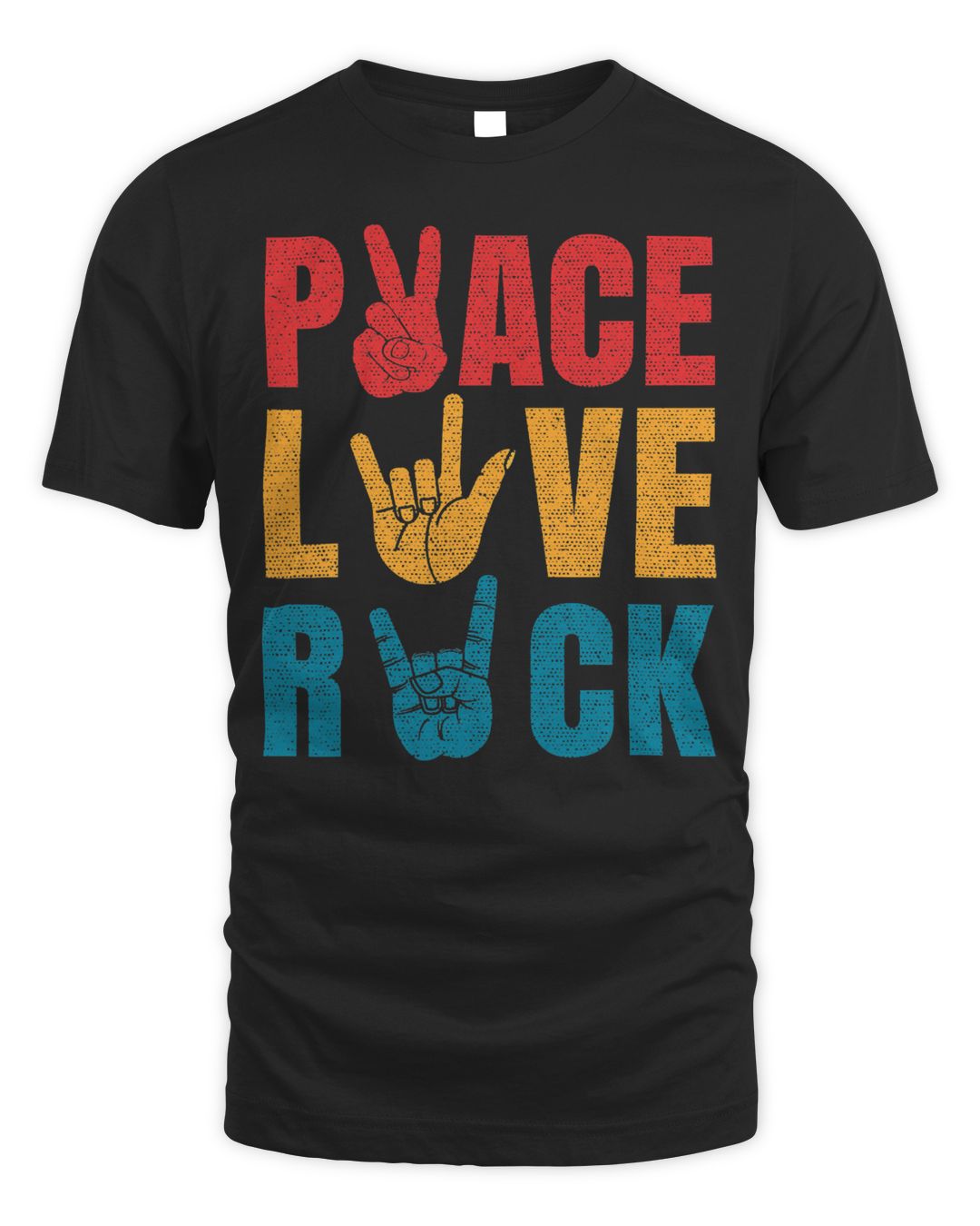 Vintage Peace Love Rock And Roll Concert Band Rock Music Lover T Shirt