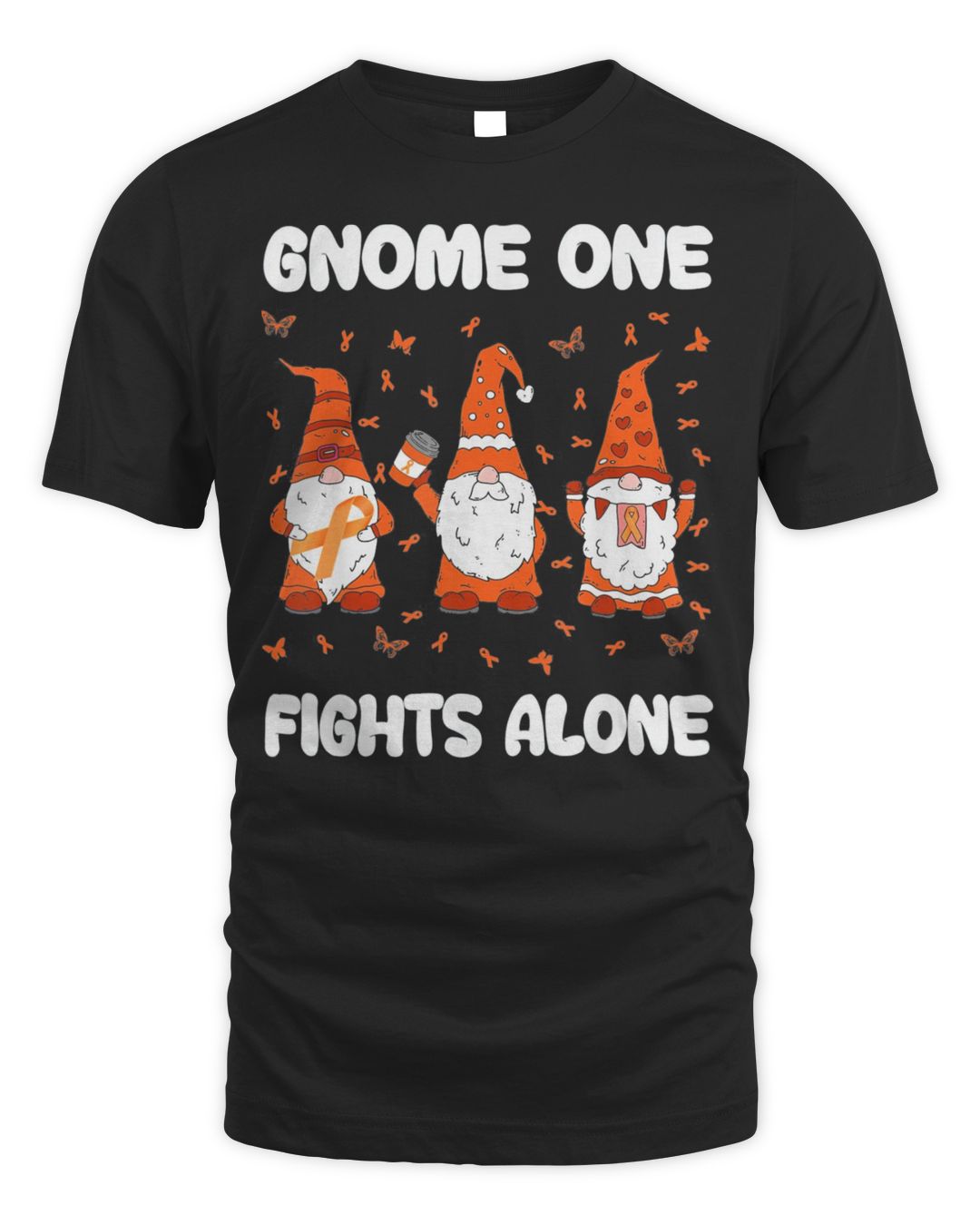 Gnome One Fights Alone Leukemia Awareness Gnome Pun Shirt