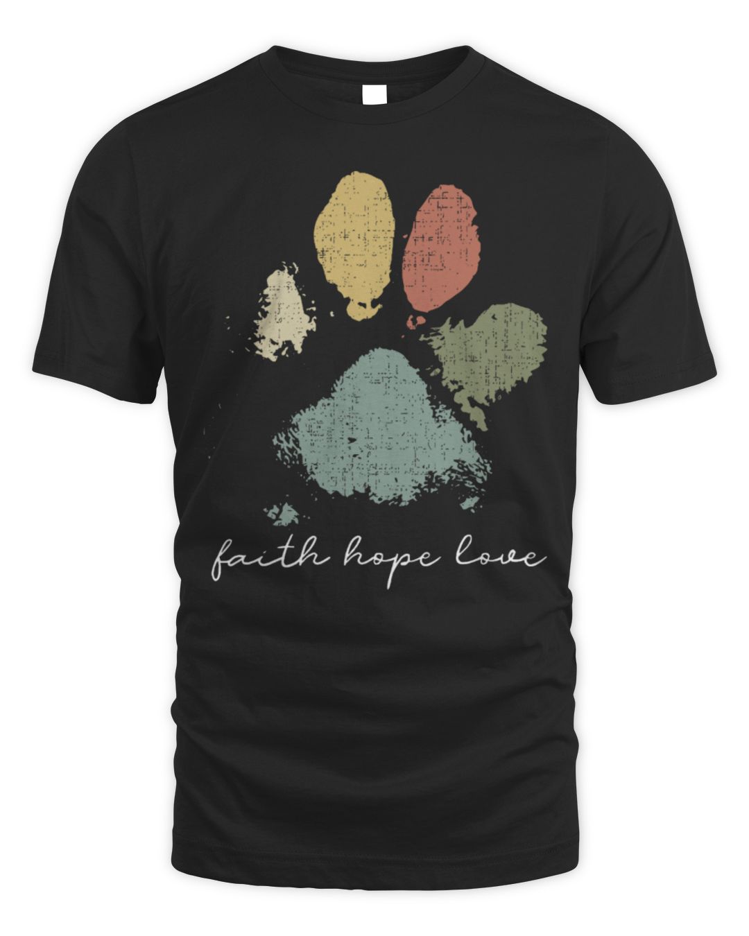 Faith Hope Love Paw Print Retro