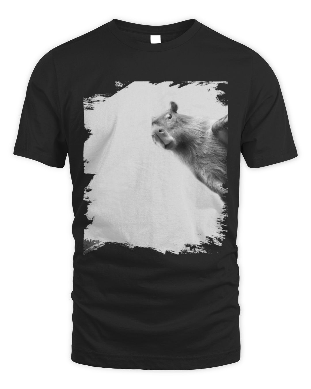 Cute Capybara Black And White Sneaky Face Unisex Standard T-Shirt