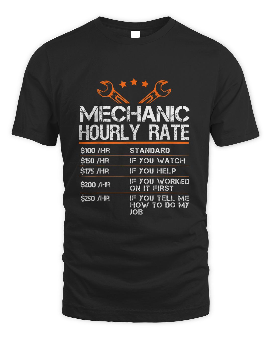 Funny Mechanic Hourly Rate Gift Shirt Labor Rates