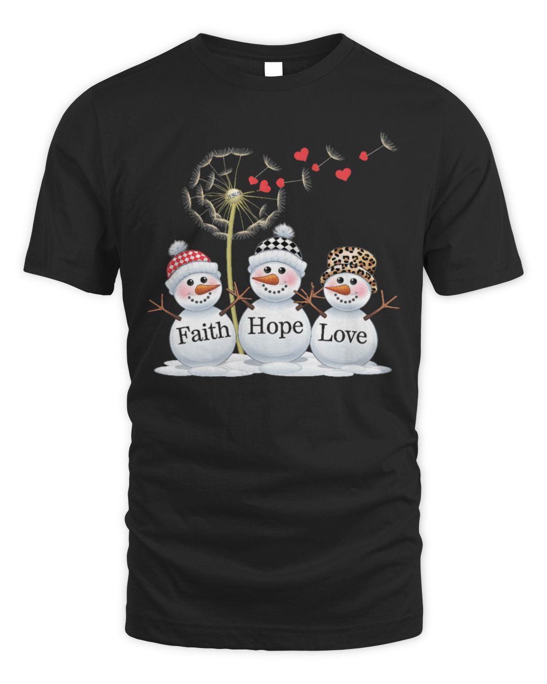 Faith Hope Love Jesus Snowman