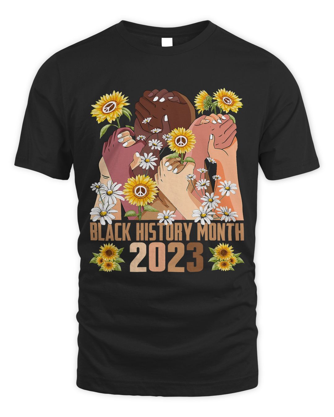 Black History Month 2023 BHM Pride Hand Fist Peace Sunflower Unisex ...