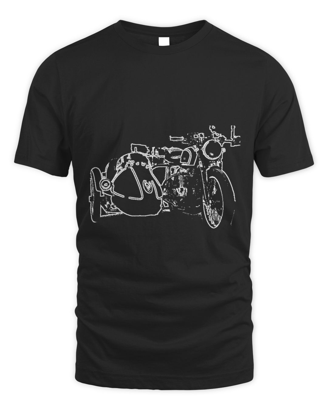 Cool Motorcycle with Sidecar Sketch Line Drawing Art