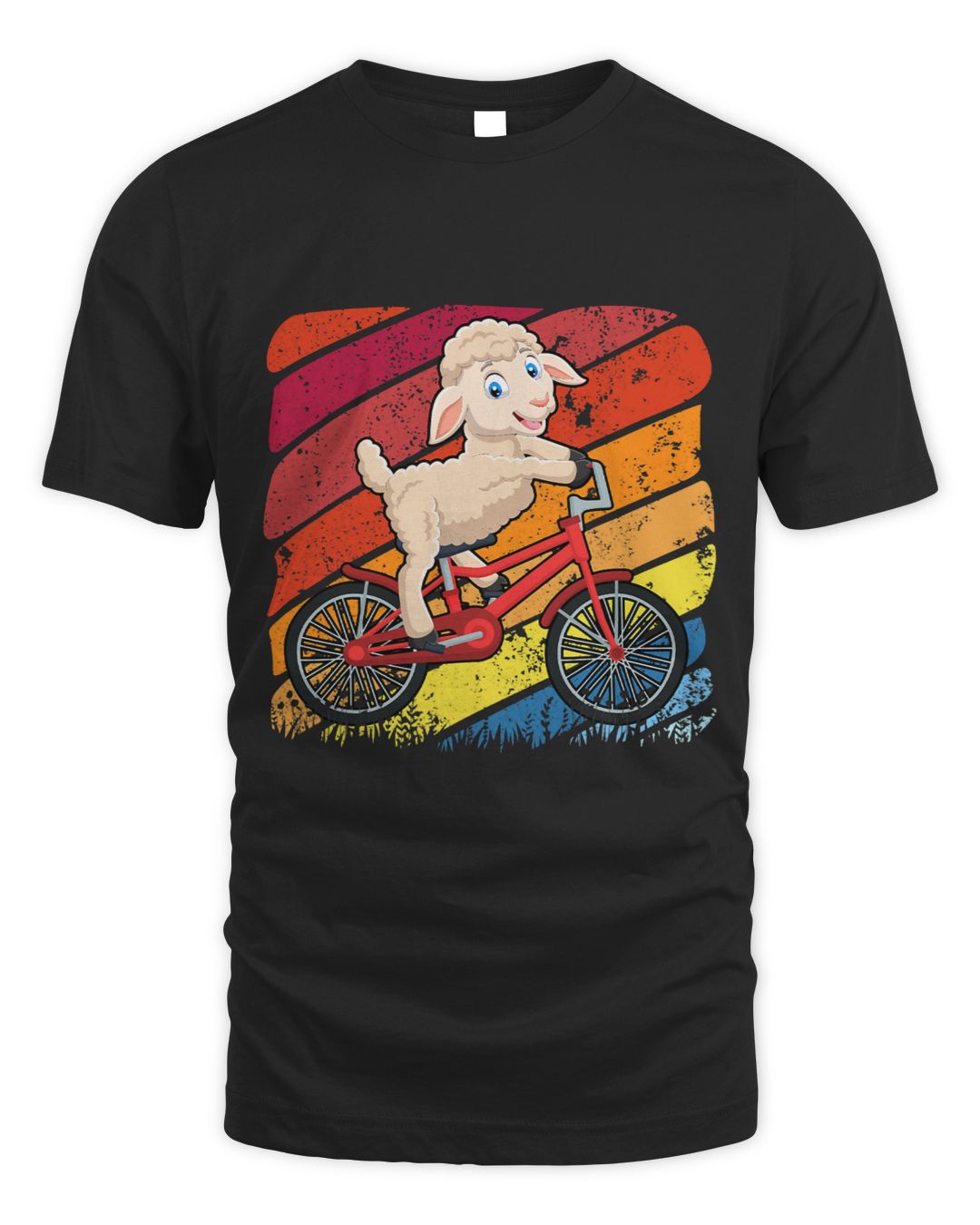 Vintage Retro Sheep Riding Bicycle Cyclist Farm Animal Lover