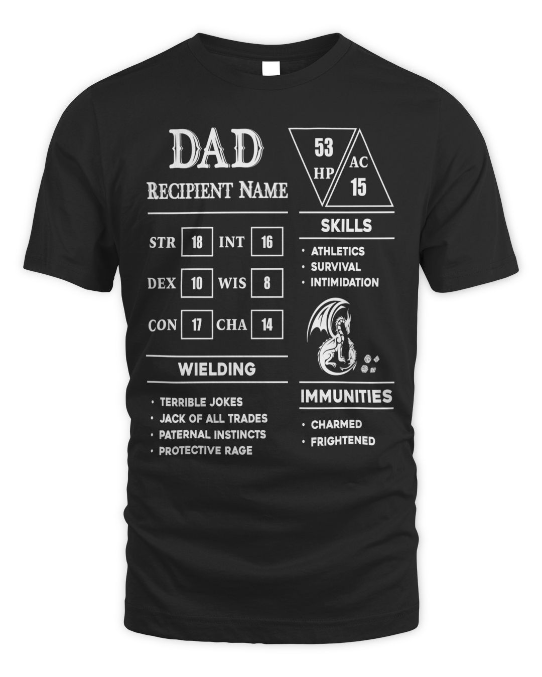 Dad Character Sheet | Dungeons and Dragons Shirt | DND Shirt | Dungeons ...