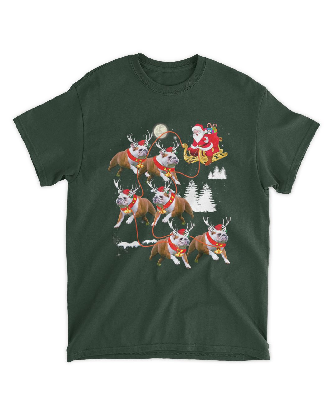 Christmas Santa Riding English Bulldog Unisex Standard T-Shirt