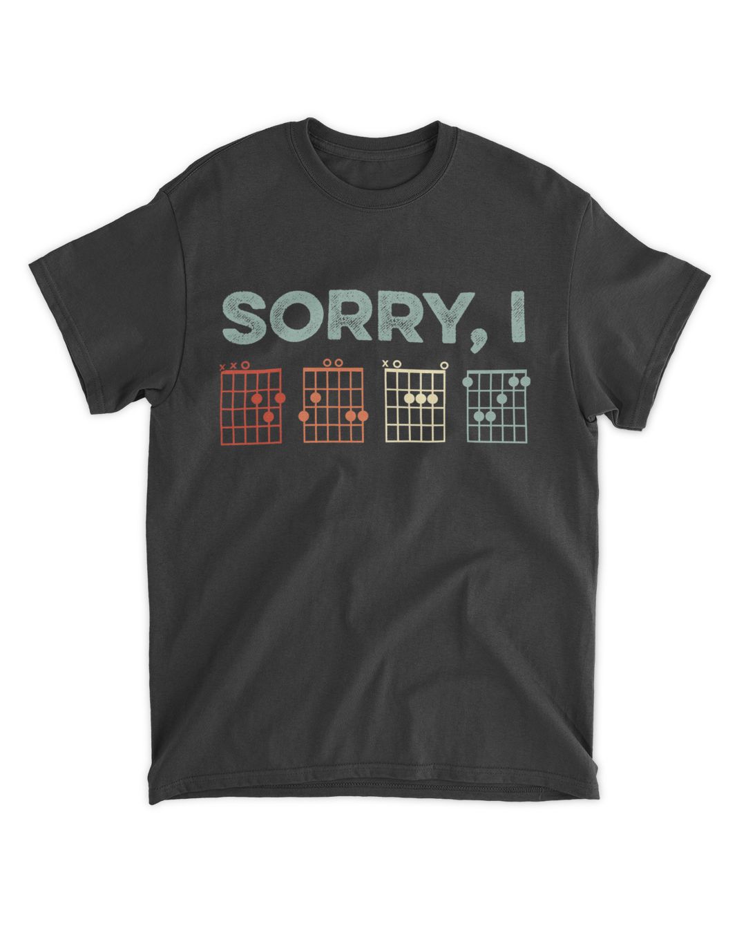 Mens Sorry I-DGAF Hidden Message Guitar Chords Music Note T-Shirt