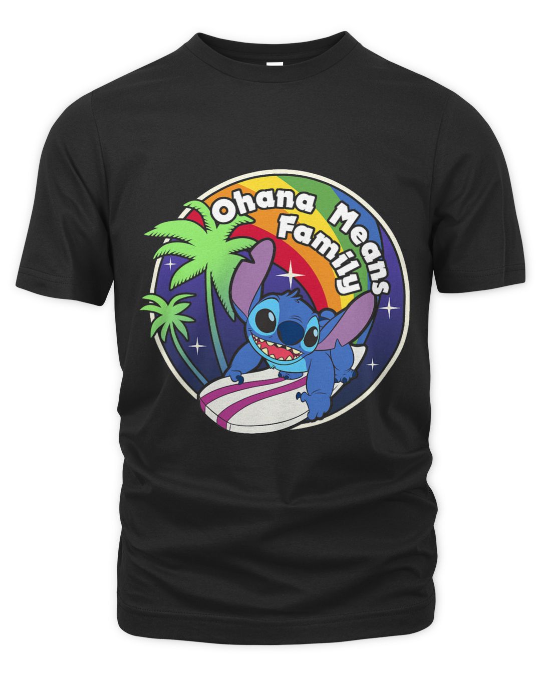 Disney Lilo Stitch Rainbow Surf Stitch Ohana Means Family Unisex ...