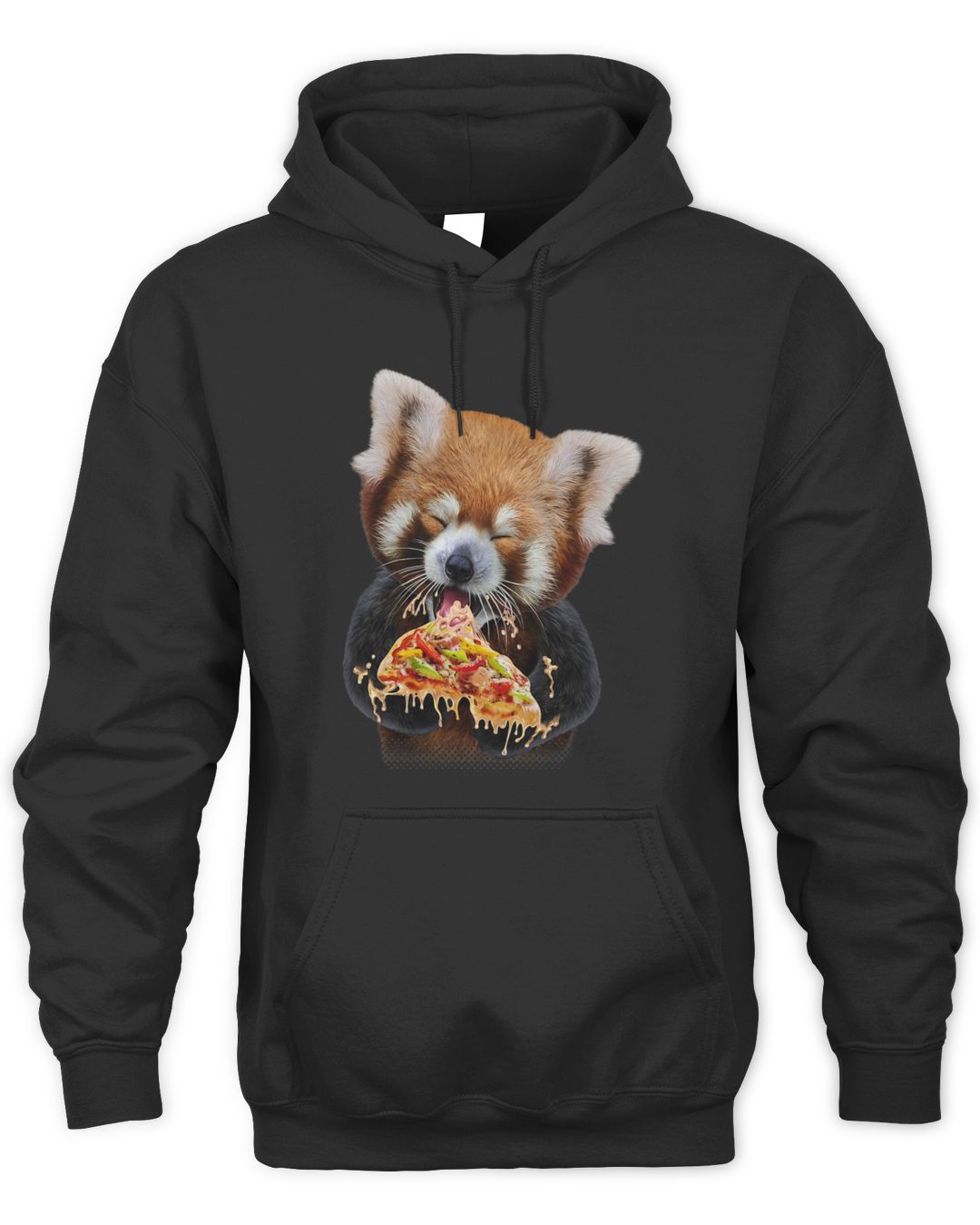 Hungry Red Panda Devouring Pizza Unisex Hoodie