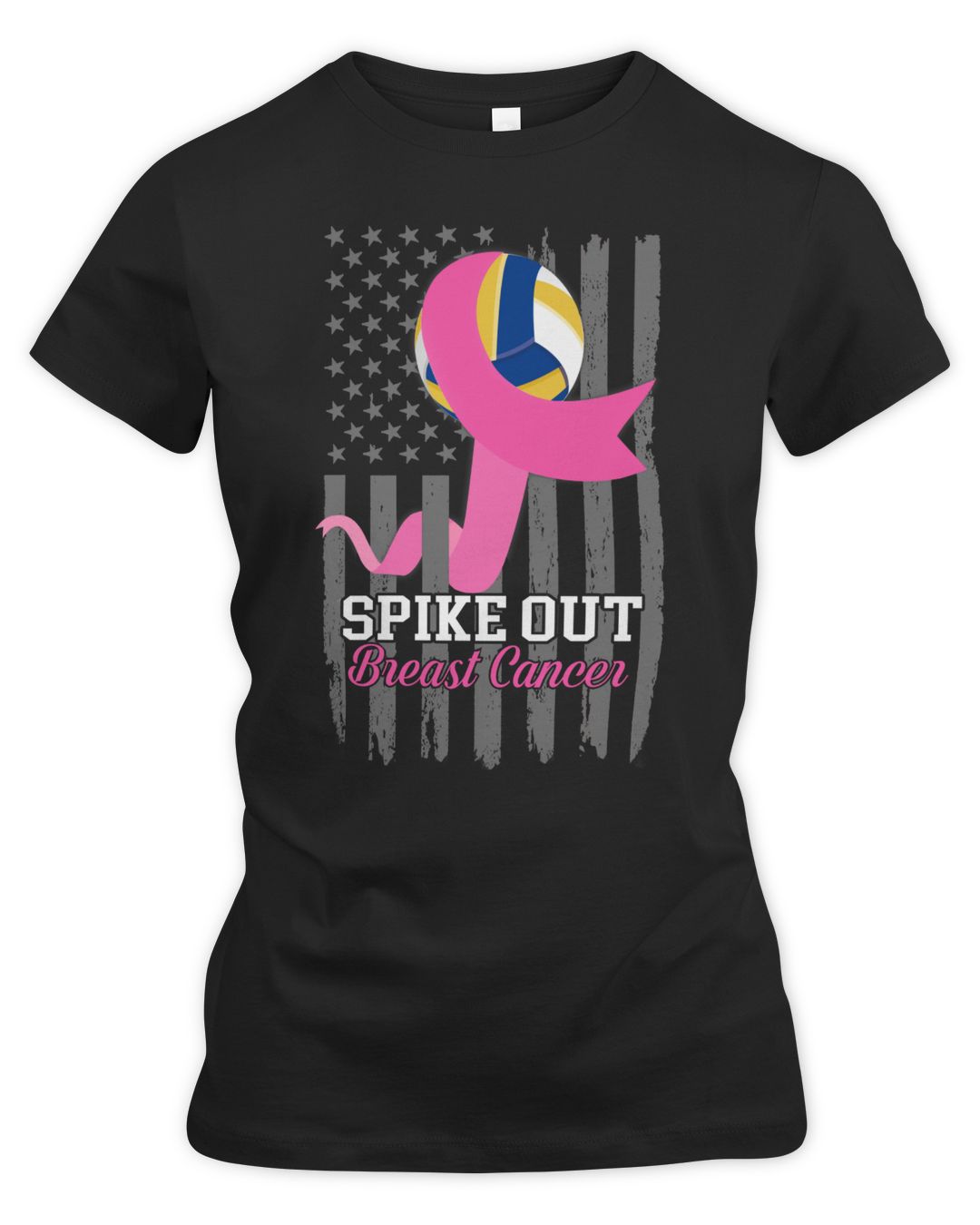 Breast Cancer Volleyball Spike Out Flag Cancer Survivor Awareness