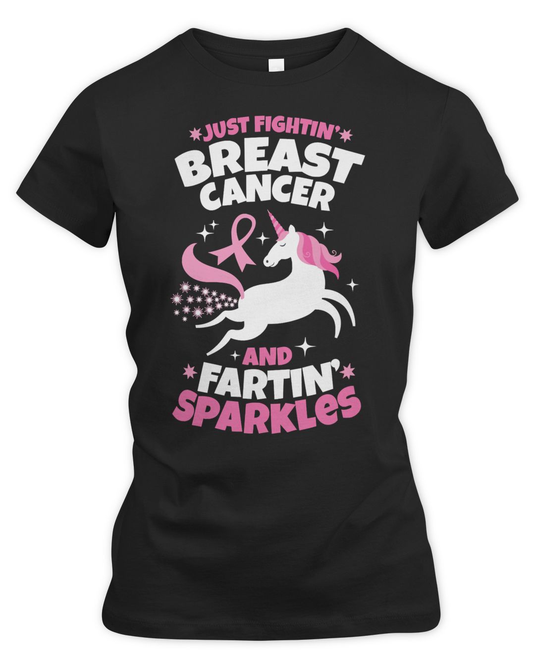 Breast Cancer Fighting Farting Sparkles Unicorn Awreness Pink Ribbon