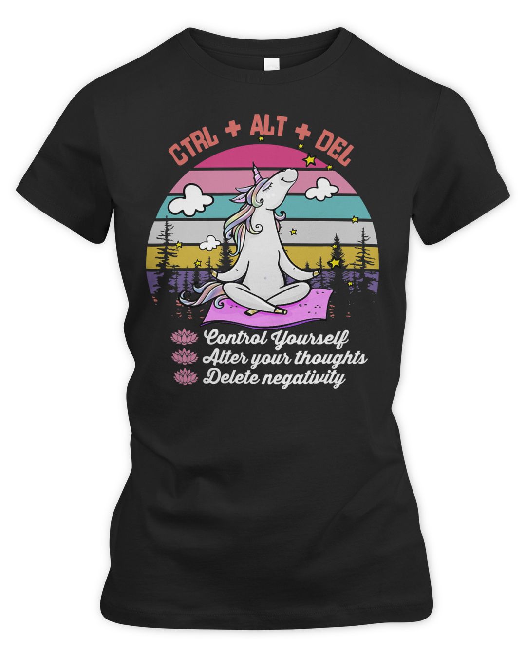 Unicorn Pony Yoga Ctrl Alt Del Control Yourself Alter Delete 9 Ponies ...
