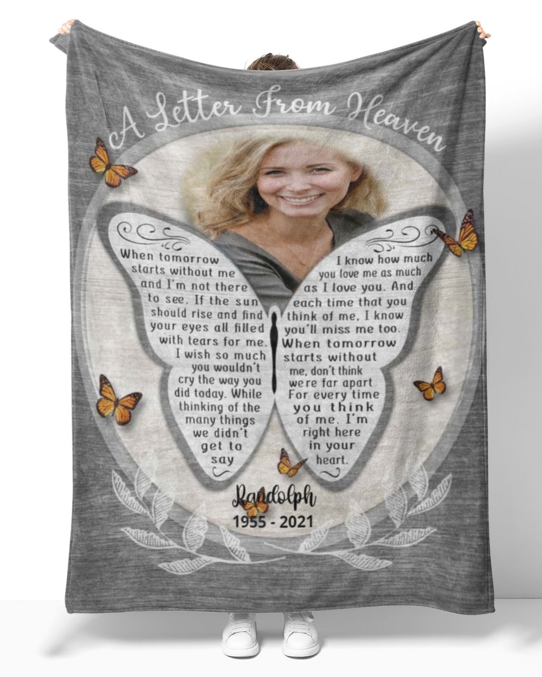 Personalized Custom A Letter From Heaven Memorial Blanket With Pictures ...