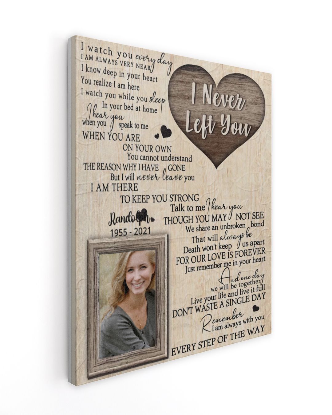Personalized Custom I Never Left You Heart Memorial Canvas Art FC60