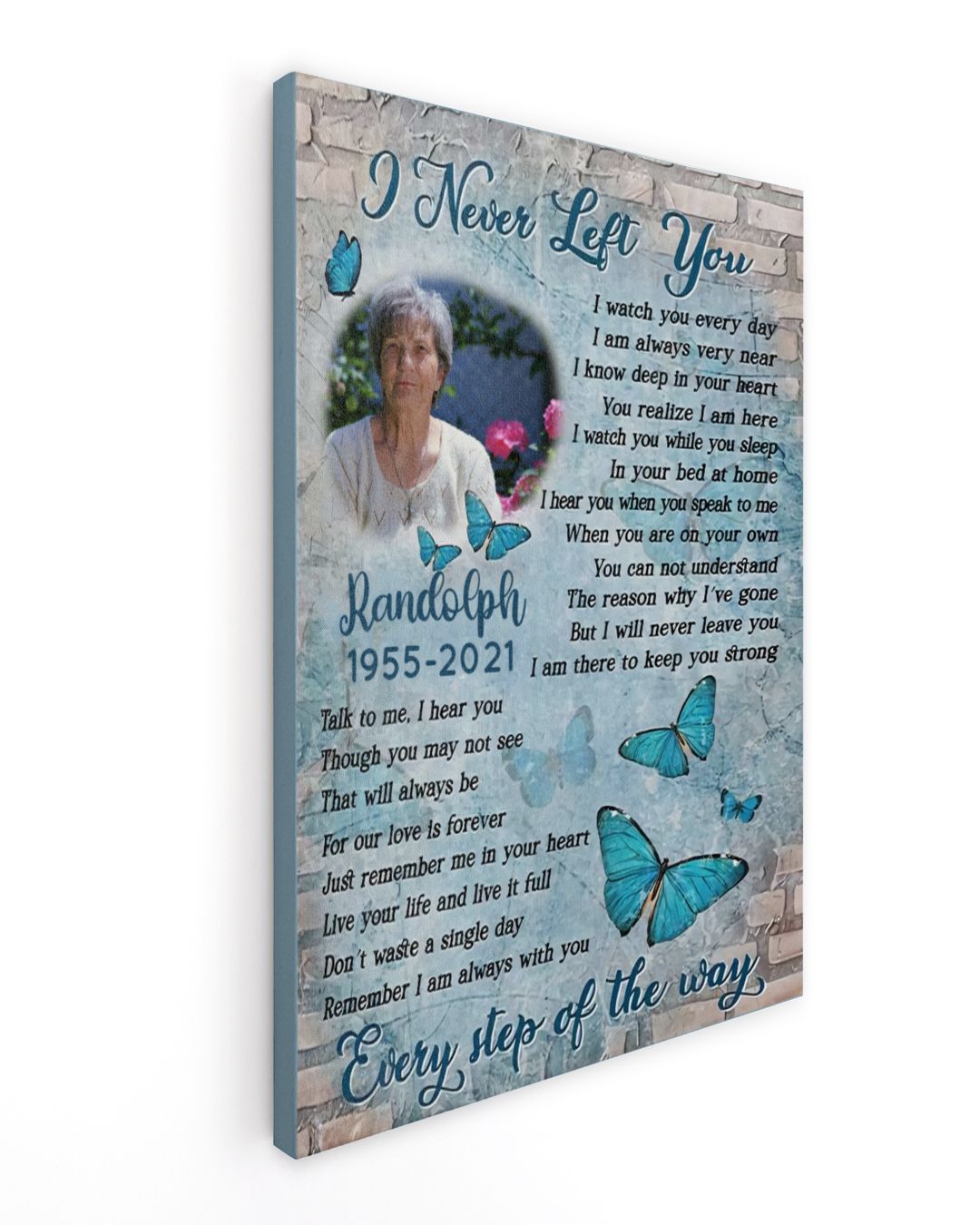 Personalized Custom I Never Left You Poem Butterfly Memorial Canvas Art ...