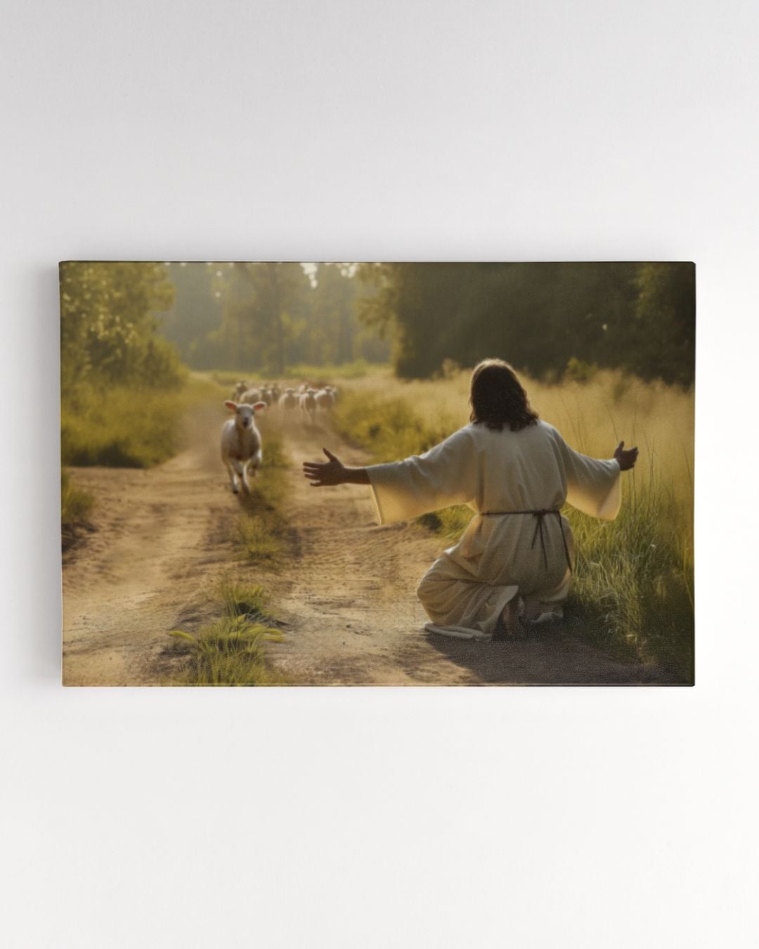 Lamb Running to Jesus – Christian Wall Art Canvas
