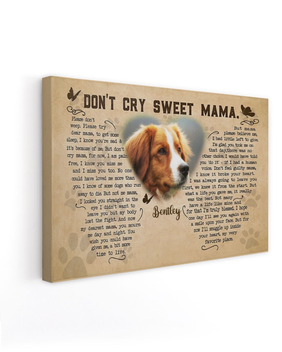 Personalized Custom Don't Cry Sweet Mama Dog Cat Pet Memorial Canvas ...