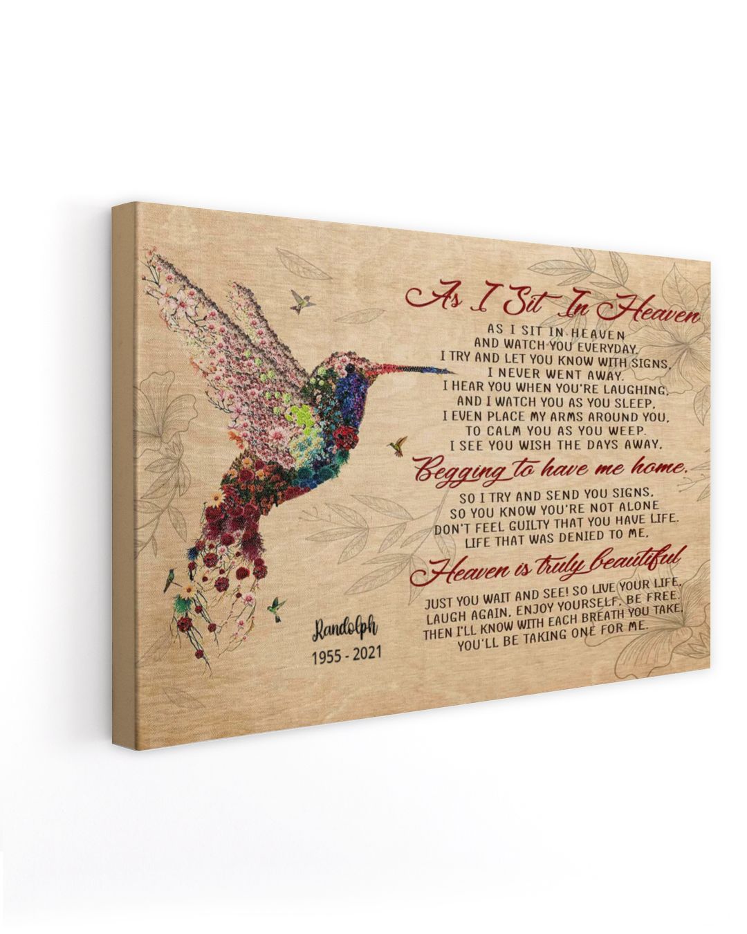 Personalized Custom As I Sit In Heaven Poem Memorial Canvas Art FC17 ...