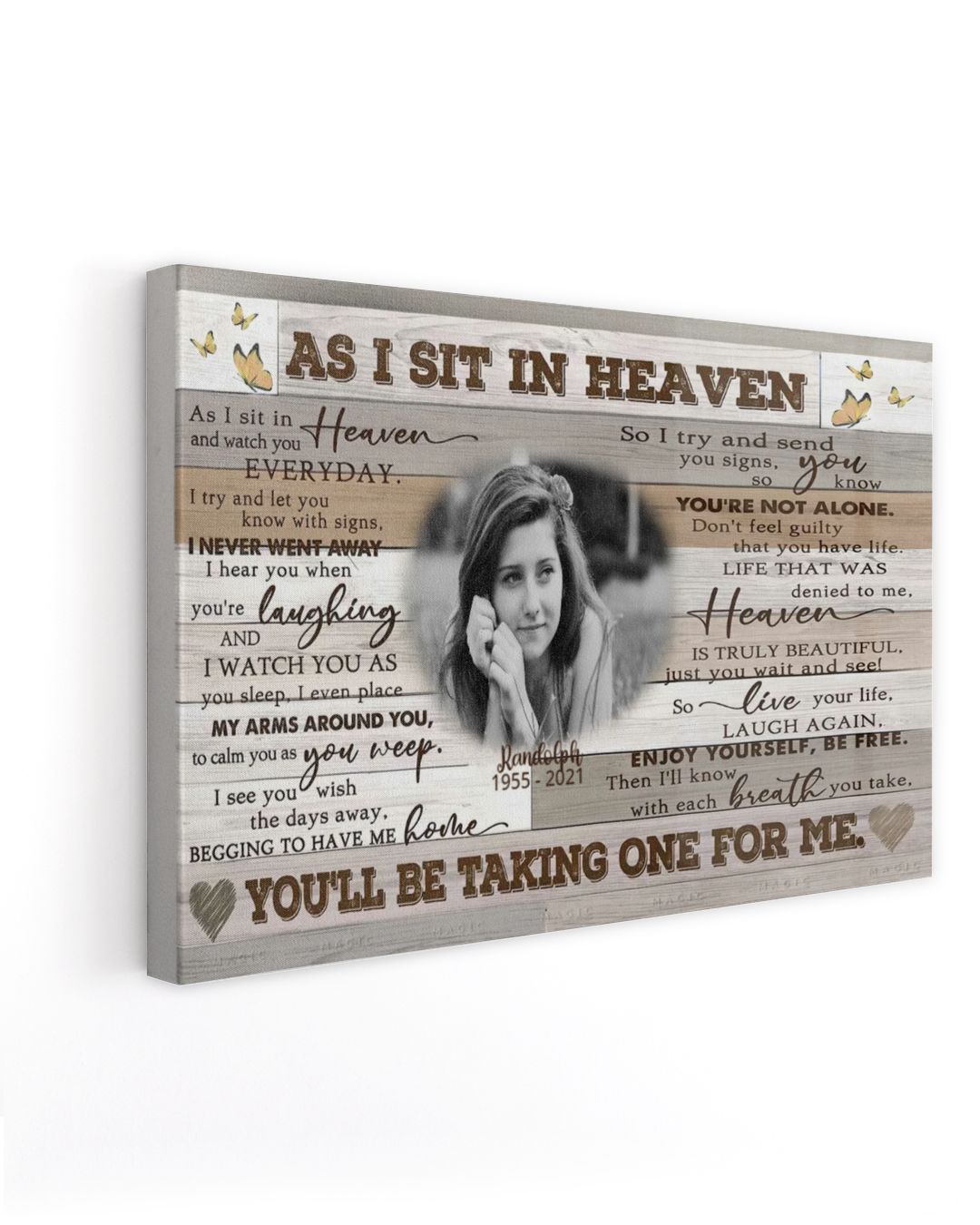 Personalized Custom As I Sit In Heaven Picture Memorial Canvas Art FC40