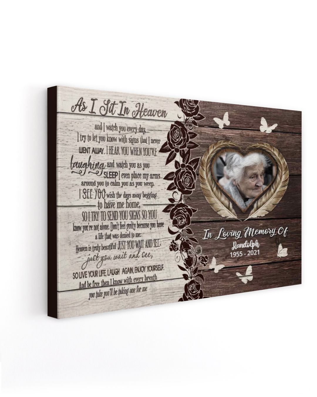 Personalized Custom As I Sit In Heaven Poem Butterfly Heart Memorial ...