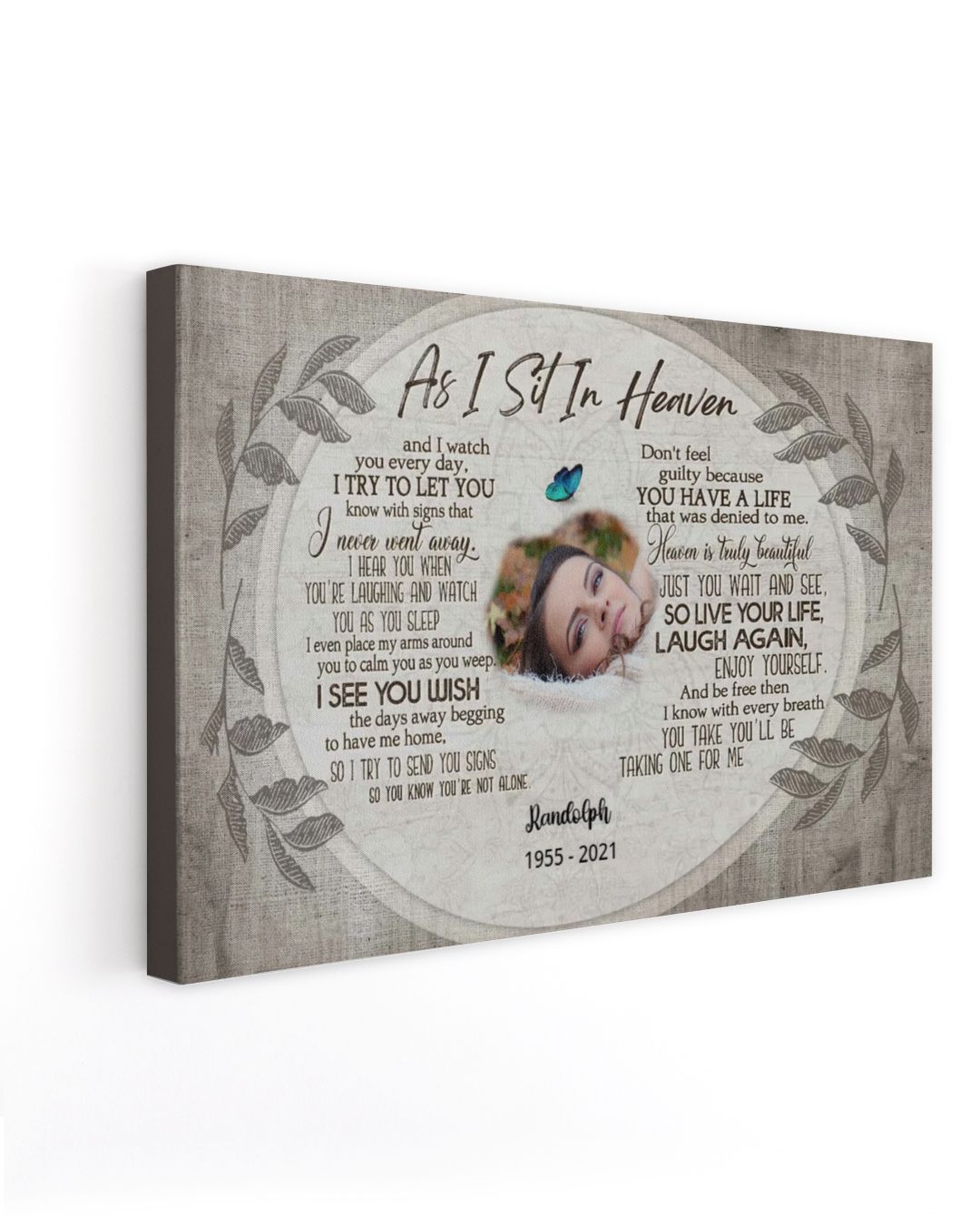 Personalized Custom As I Sit In Heaven Poem Memorial Photo Canvas Art ...