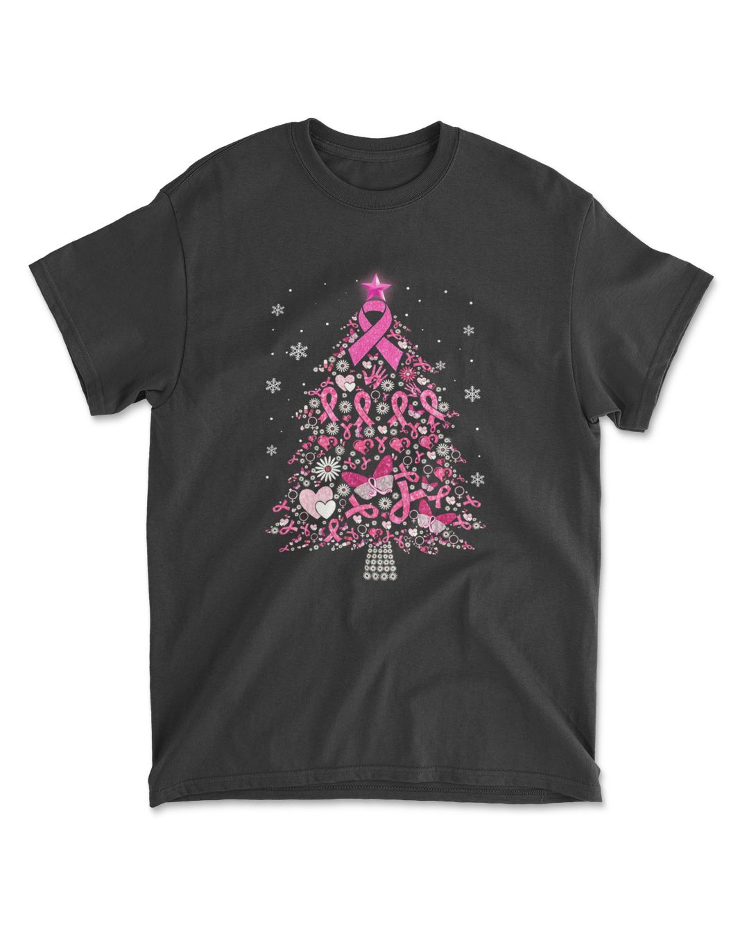 Breast Cancer Christmas Tree Pink Ribbon Sparkle Cancer Survivor Men's ...