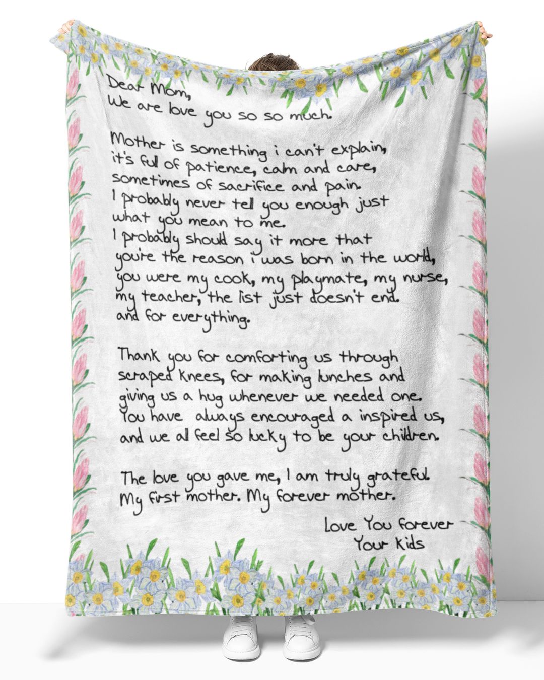 Blanket with lovely letter for mother