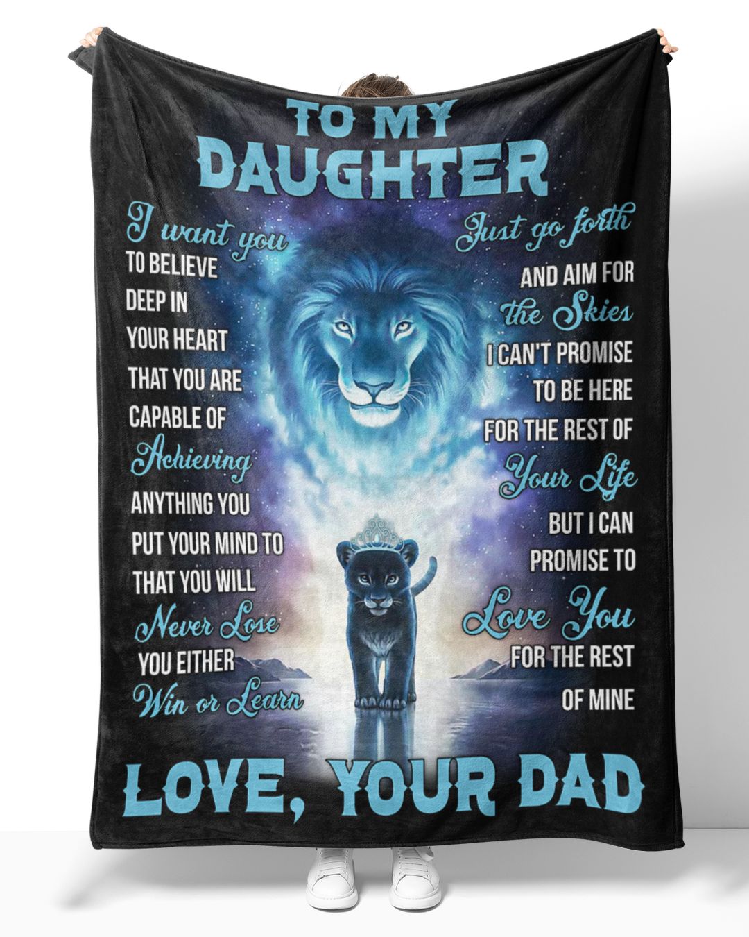 To My Daughter From Dad Lion King Queen I Want You To Believe Deep Sherpa Fleece Blanket