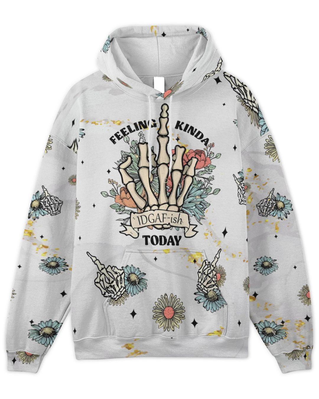 Skull n Life - 3D - Funny Floral Skull Feeling Kinda IDGAF-ish Today